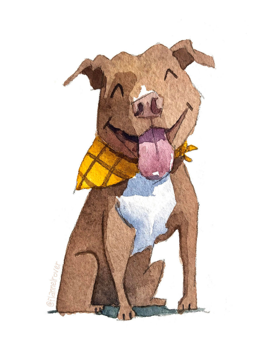 HAPPY PITBULL WITH BANDANA – Drooling Monsters
